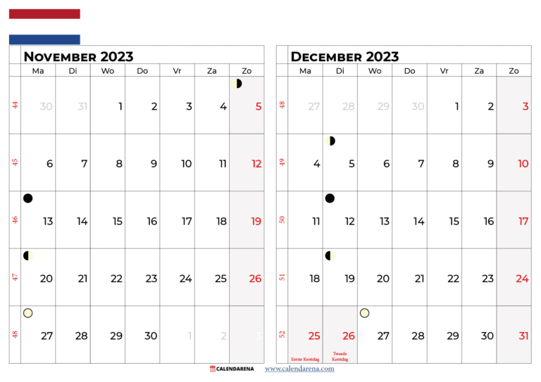Kalender December 2023 Nederland Zum Ausdrucken