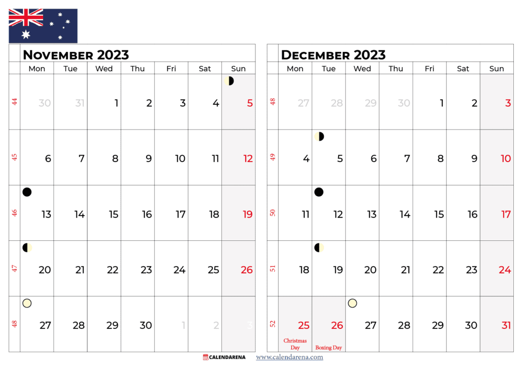 Free December 2023 Calendar Australia With Holidays