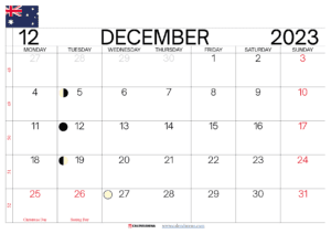 Free December 2023 Calendar Australia With Holidays