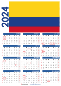 Calendario 2024 Colombia Con Festivos PDF