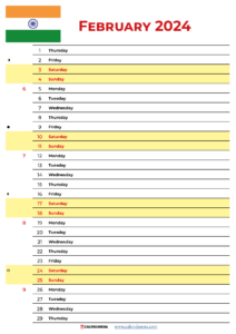 February 2024 Calendar India