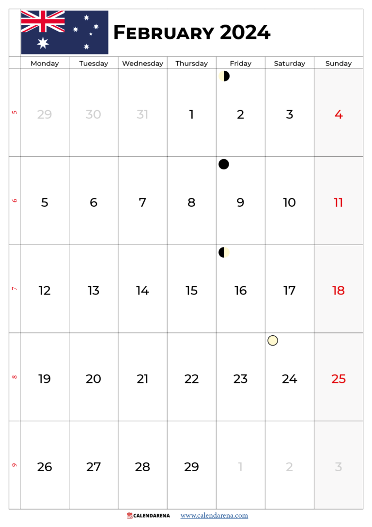 February 2024 Calendar Australia