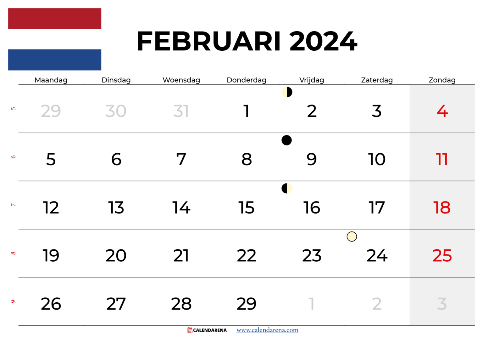 Kalender Februari 2024 Nederland Met Weeknummers