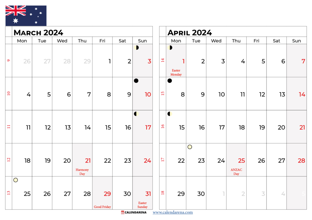 April 2024 Calendar Australia With Holidays