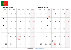Calendário Maio 2024 Portugal