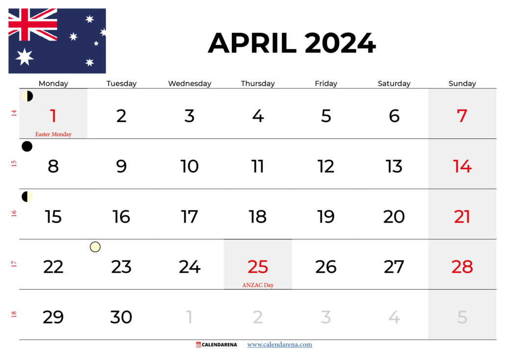 April 2024 Calendar Australia With Holidays