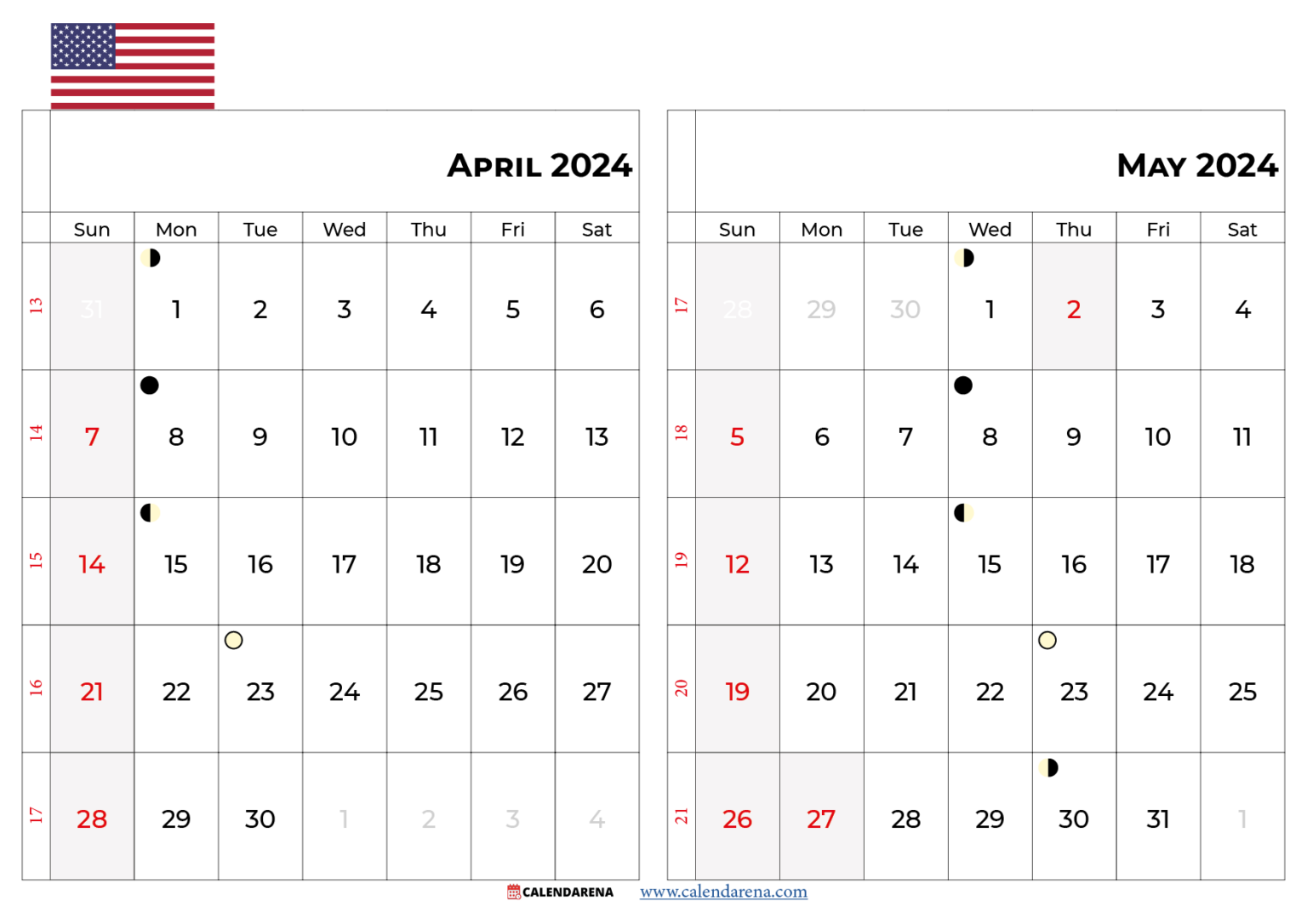 May 2024 Calendar With Holidays USA