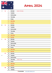April 2024 Calendar Australia With Holidays