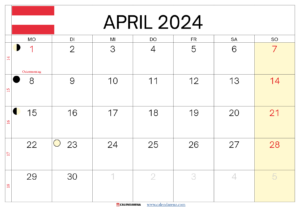 Kalender April 2024 Österreich