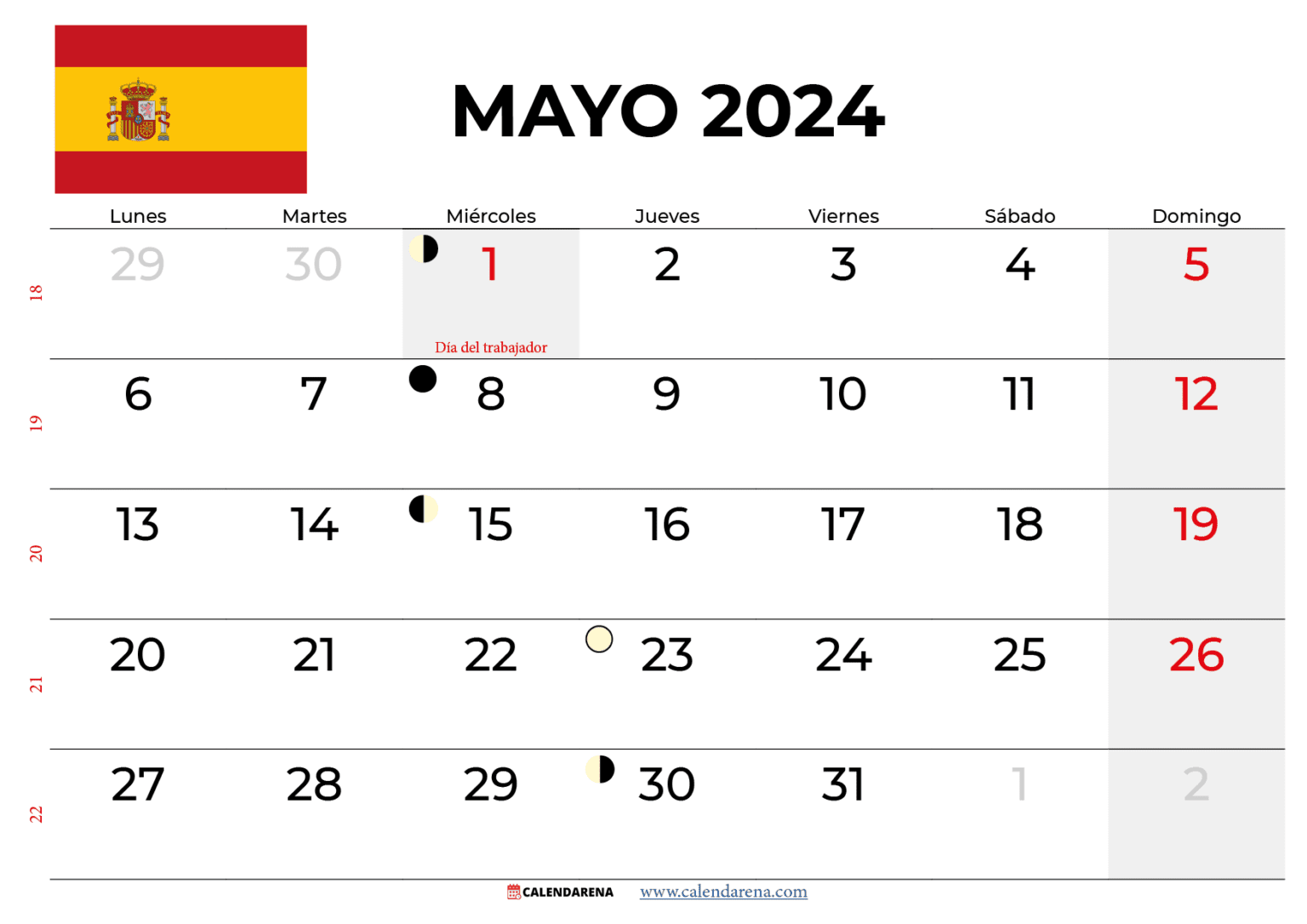 Calendario Mayo 2024 España