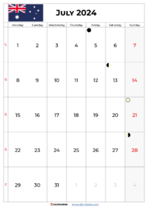 Calendar July 2024 Australia