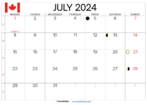 July 2024 Calendar Canada