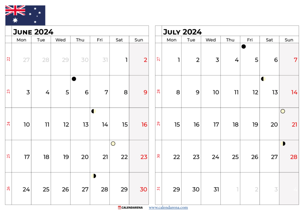 Calendar July 2024 Australia