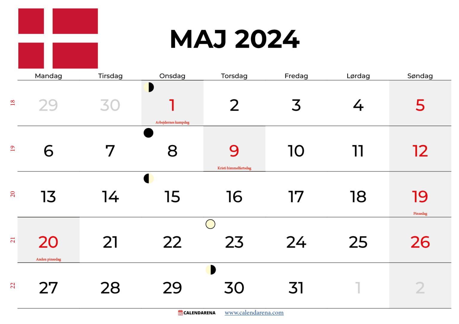 Kalender Maj 2024 Danmark