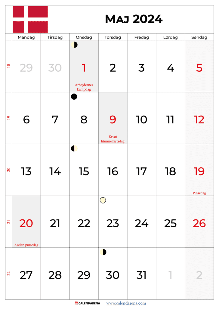 Kalender Maj 2024 Danmark