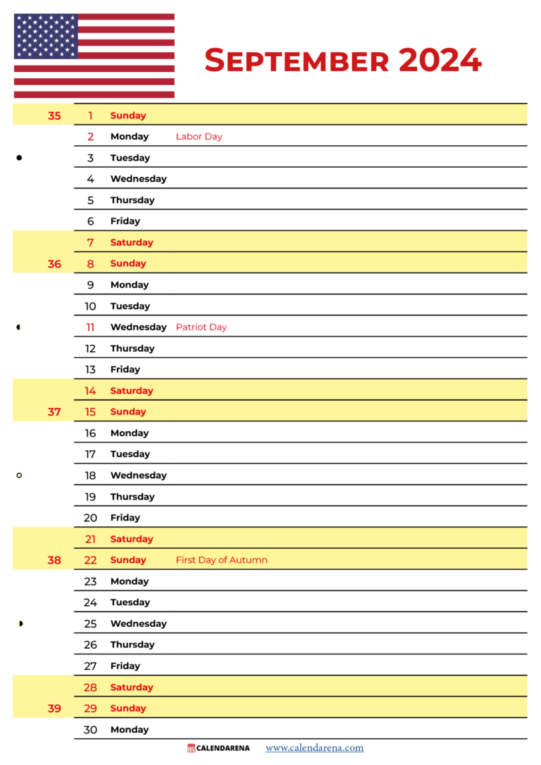 September 2024 Calendar Usa