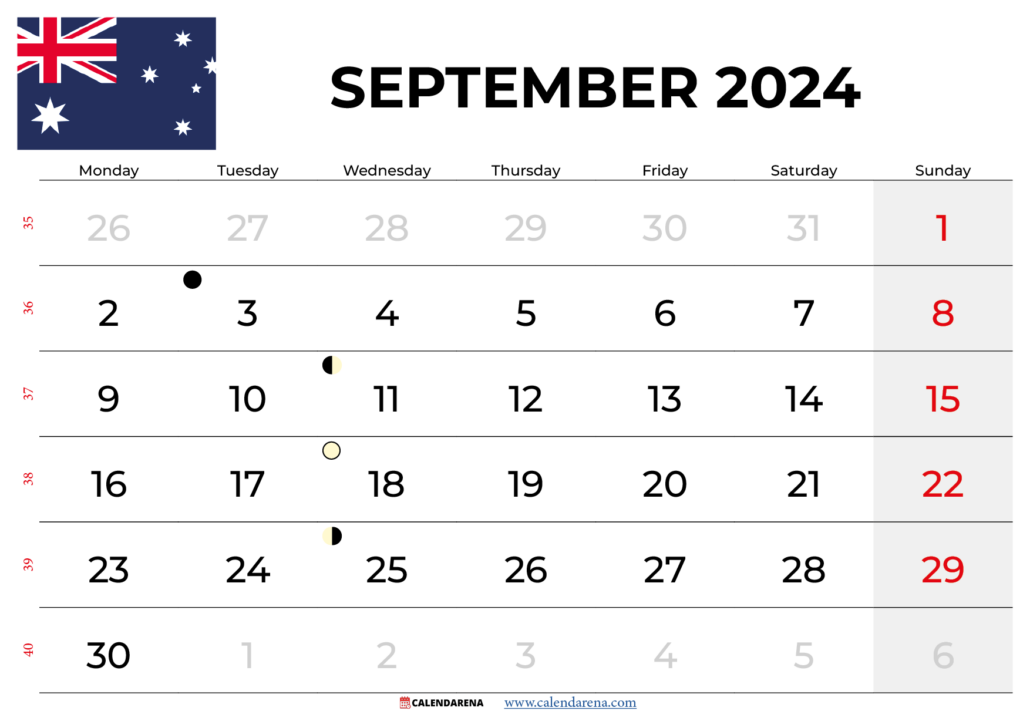 September Calendar 2024 Australia