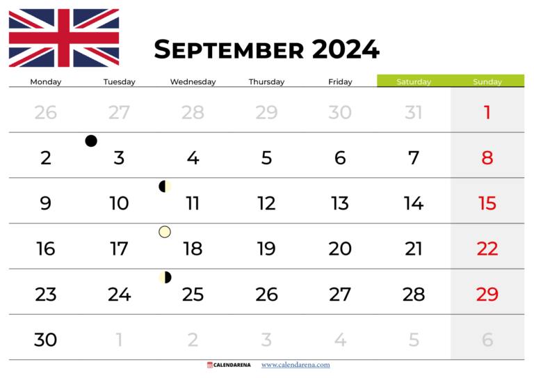 September Calendar 2024 Uk