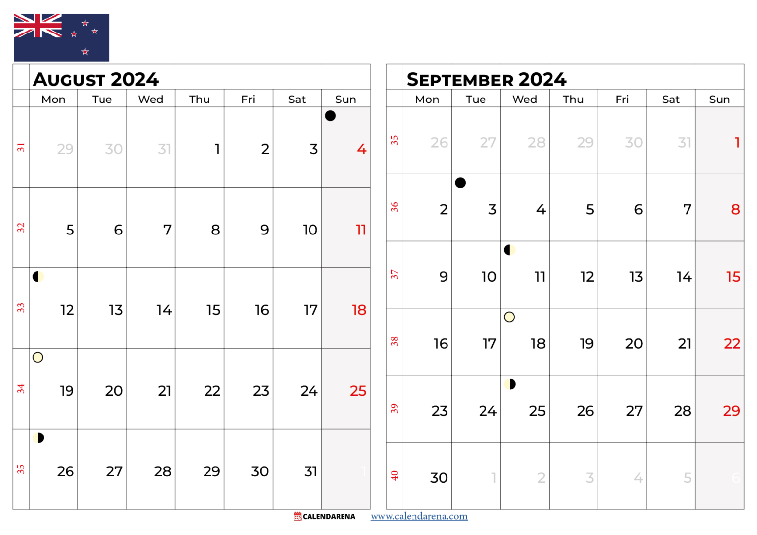 September 2024 Calendar Nz
