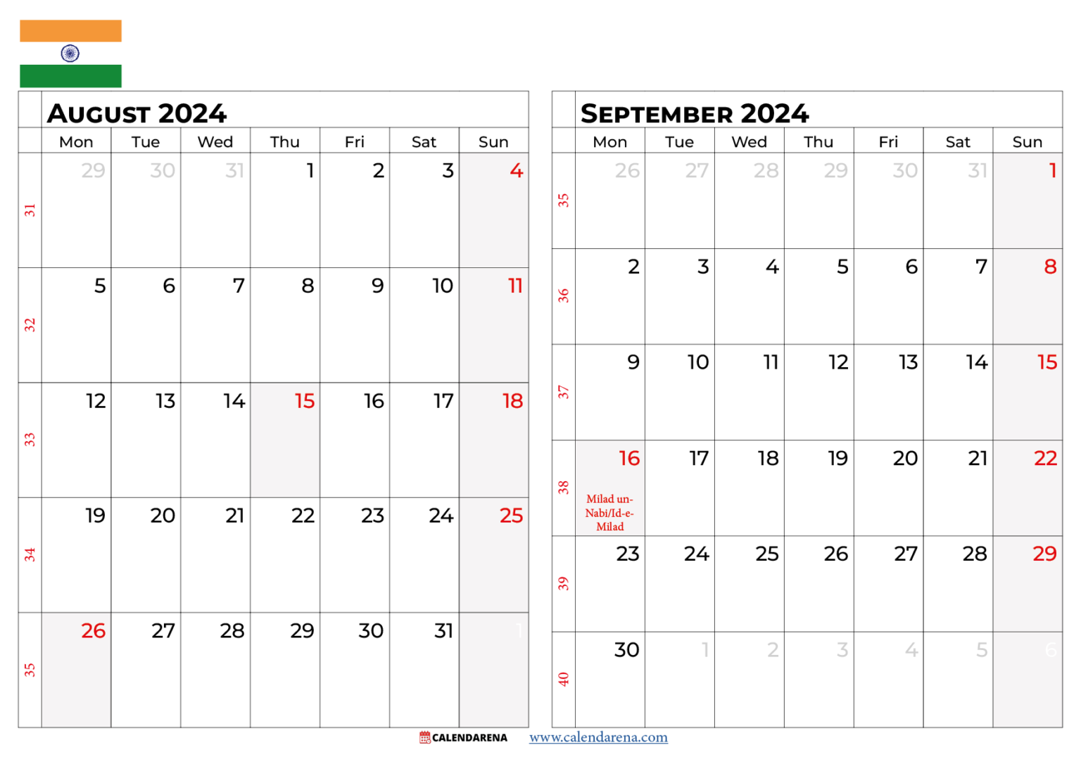 September 2024 Calendar India