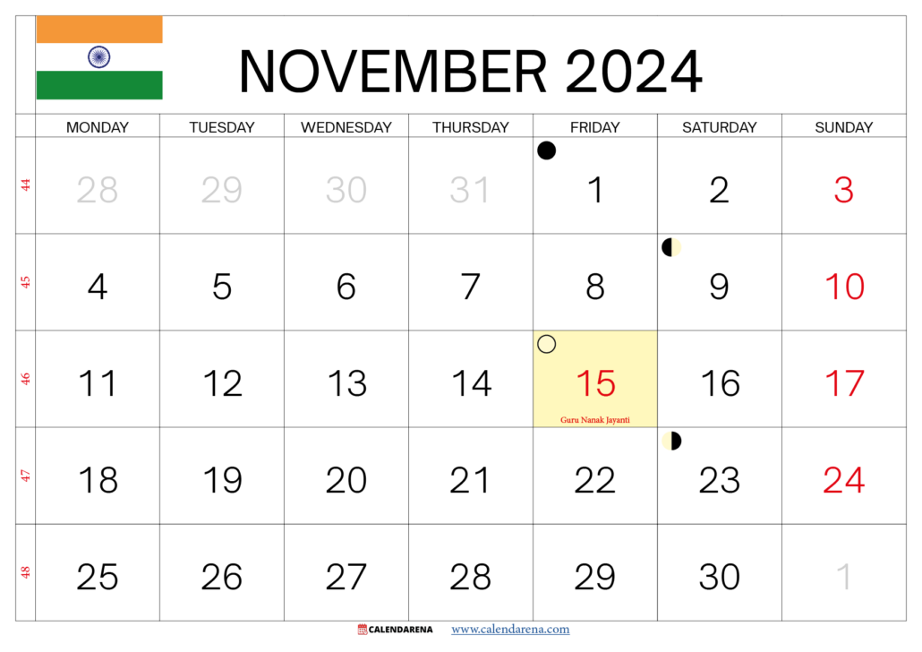 November 2024 Calendar India
