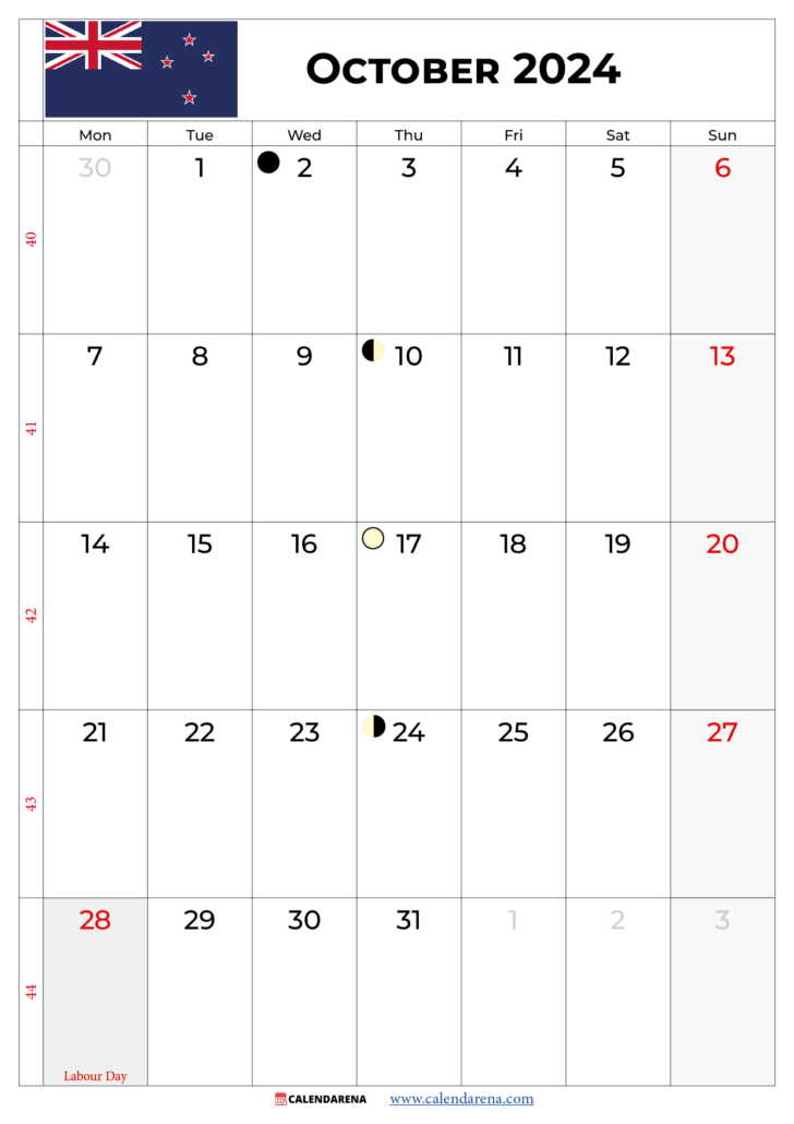 October Calendar 2024 Nz