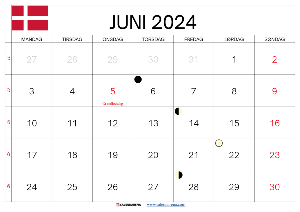 Kalender Juni 2024 Danmark