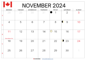November 2024 Calendar Printable Canada