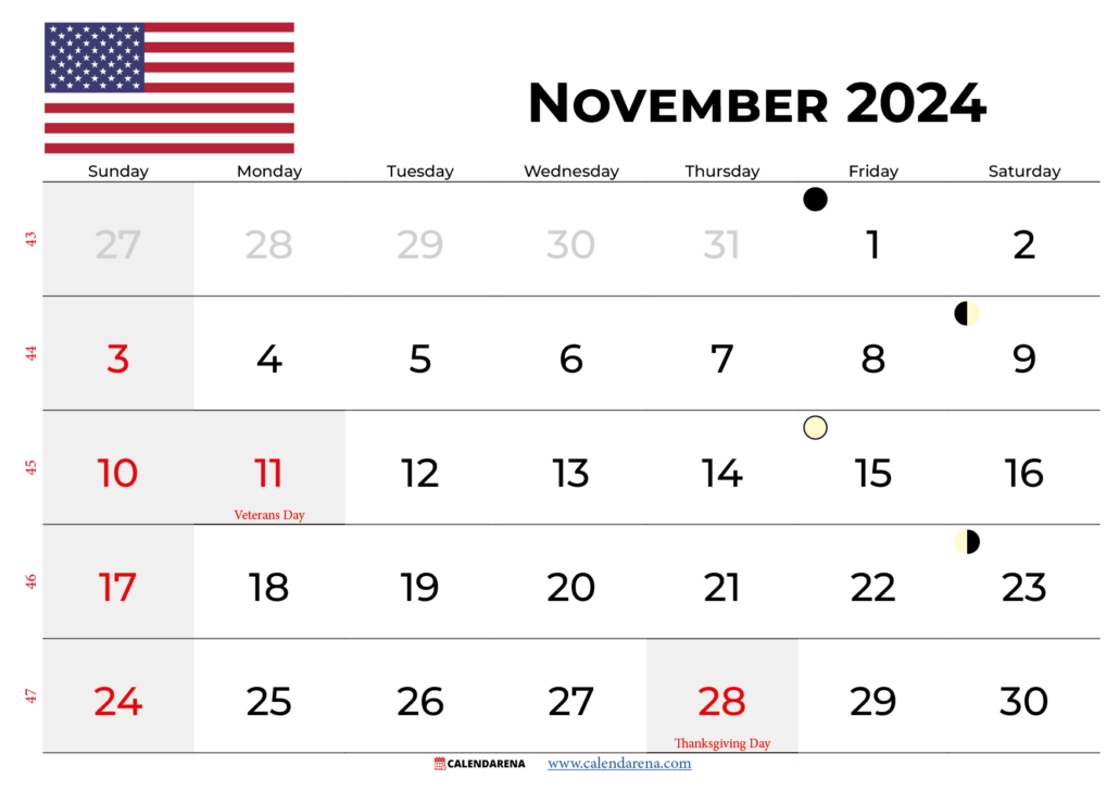 November 2024 Calendar Usa