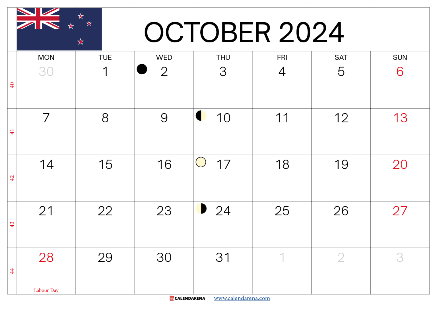 October Calendar 2024 Nz