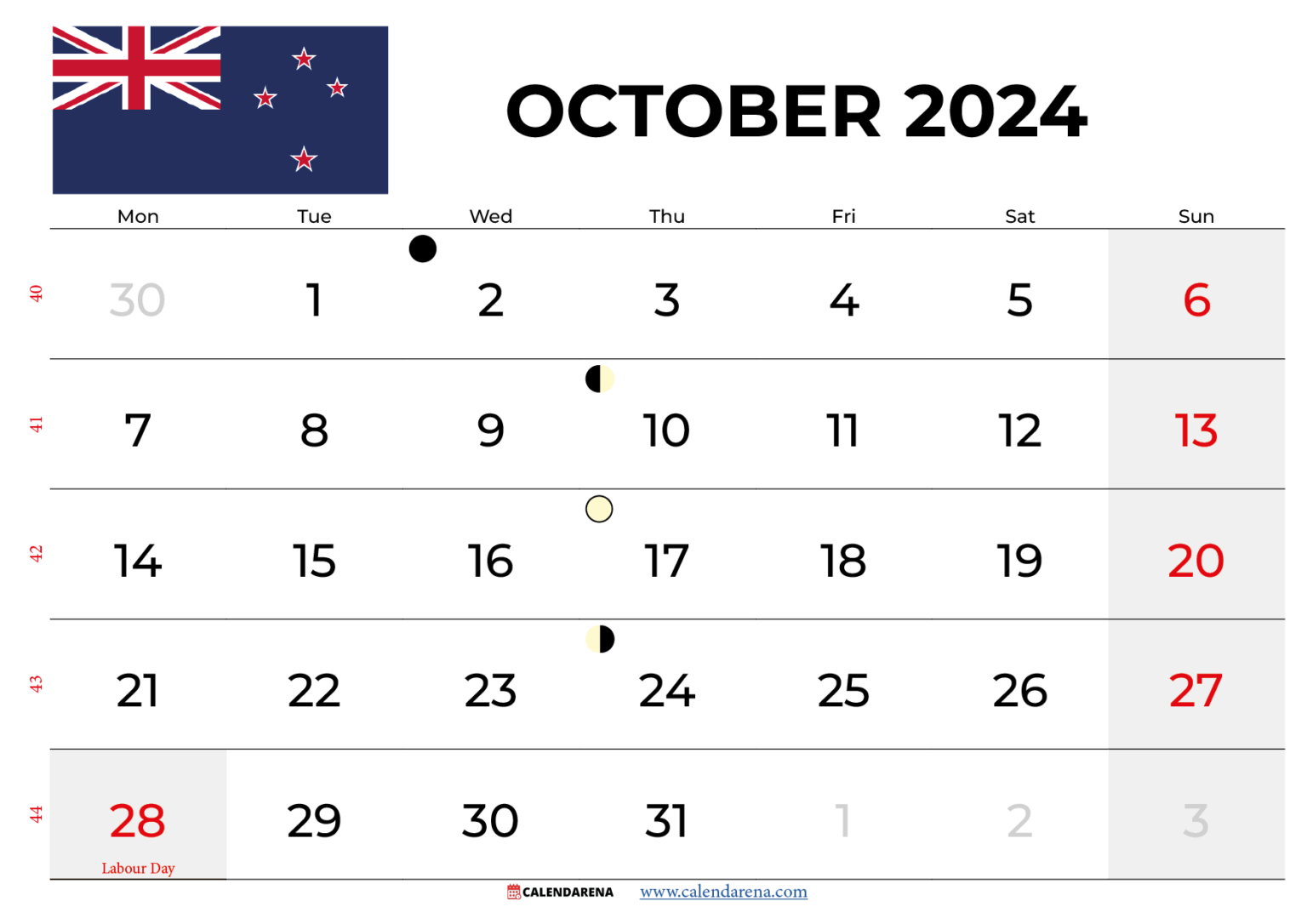 October Calendar 2024 Nz