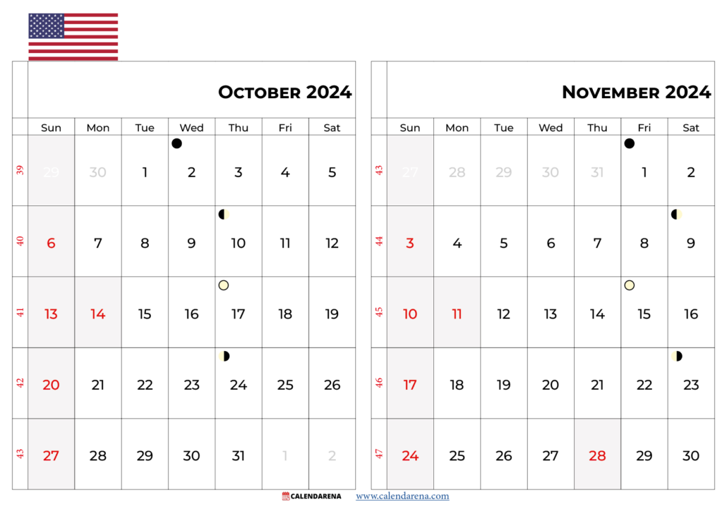 October 2024 Calendar Usa