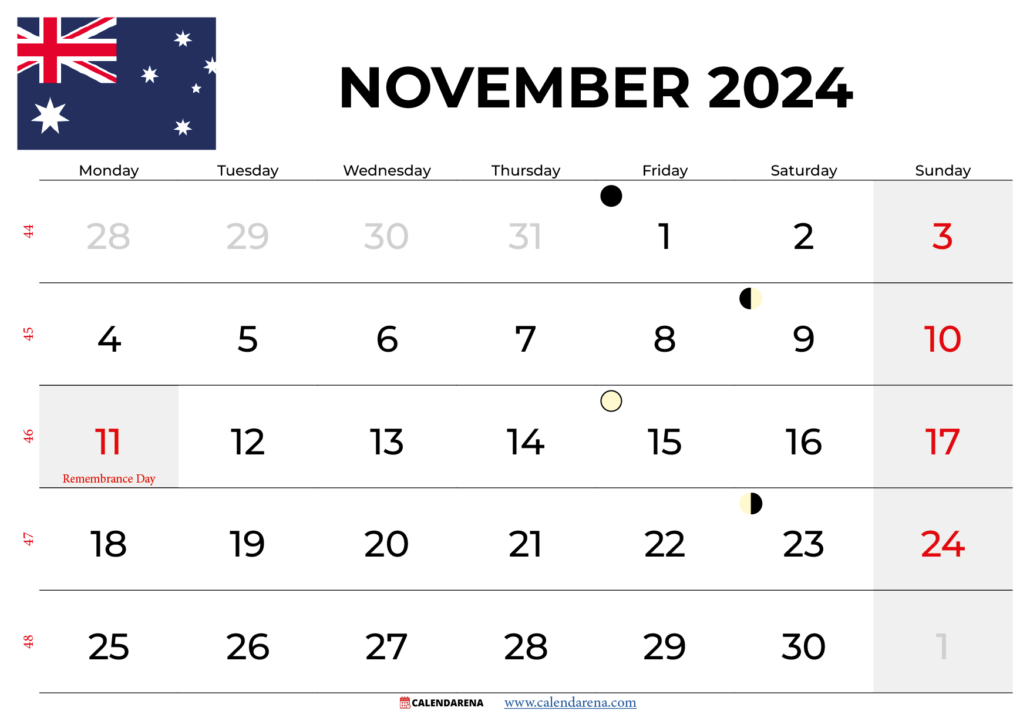 Printable Calendar November 2024 Australia