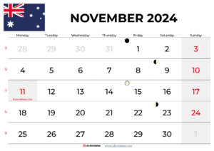 November Calendar Australia