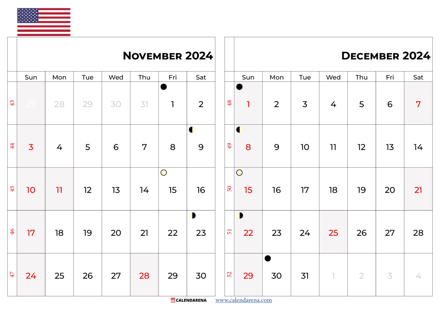 November 2024 Calendar Usa