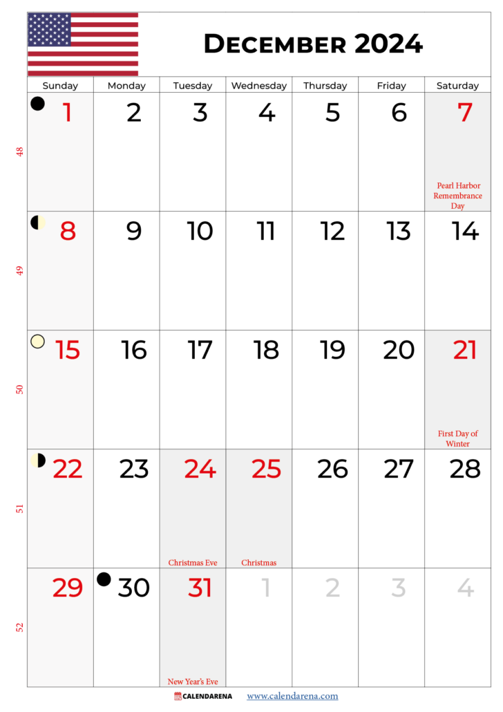 December 2024 Calendar Usa