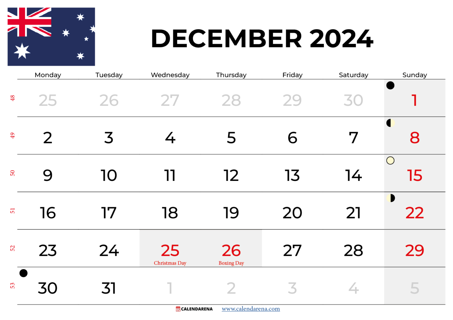 December 2024 Calendar Australia