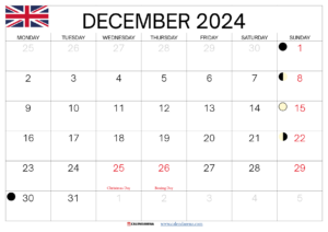 December 2024 Calendar Uk