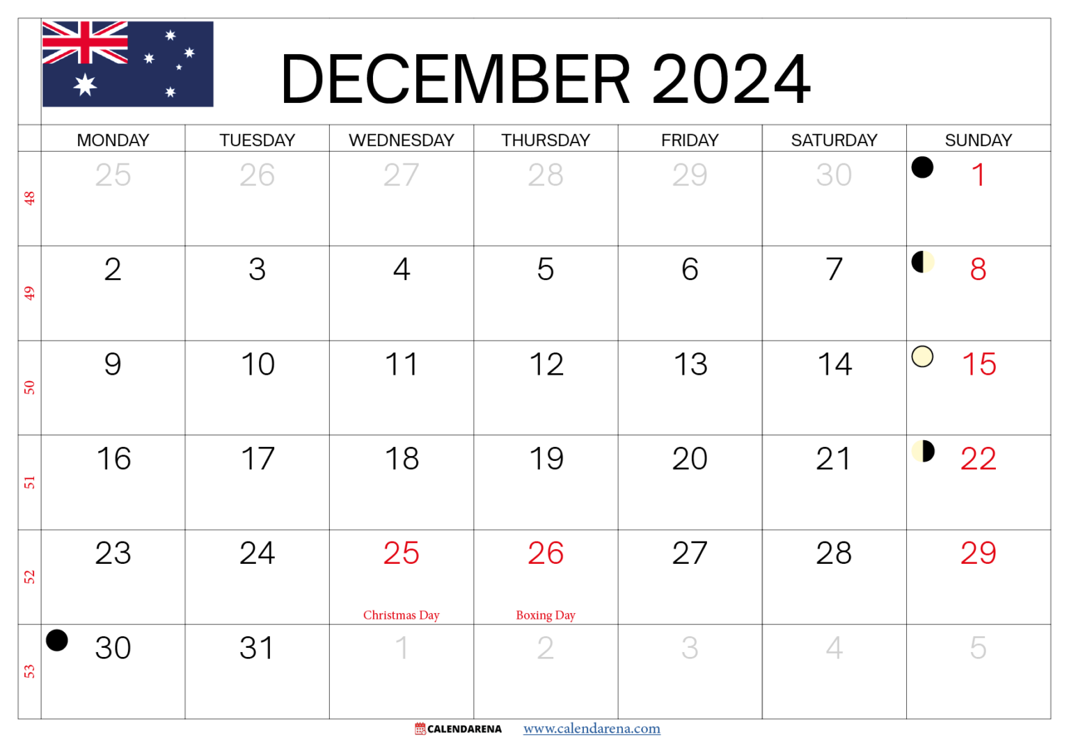 December 2024 Calendar Australia