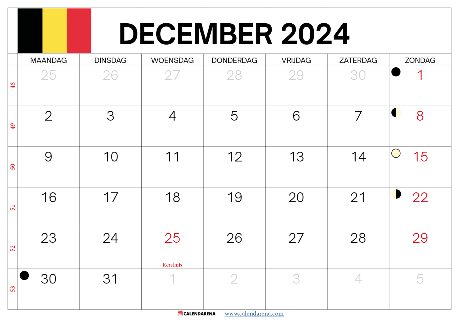 Kalender December 2024 België