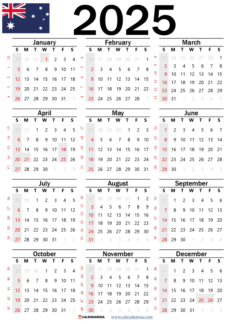 Calendar 2025 Australia with holidays and festivals - Calendarena