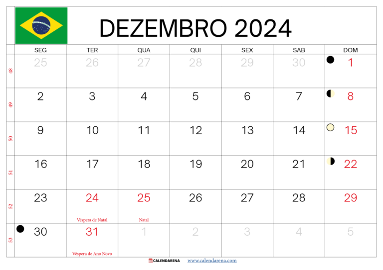 Calendário Dezembro 2024 Brasil – Calendarena