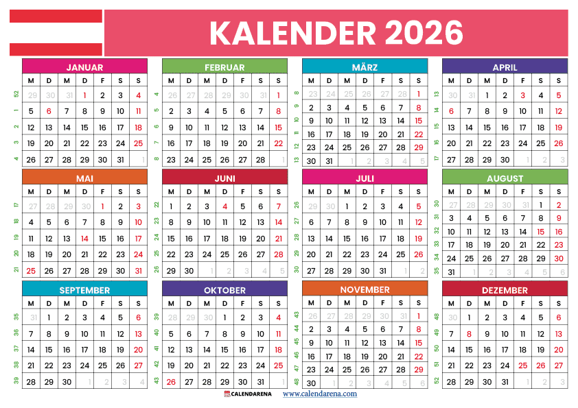 Kalender 2026 sterreich