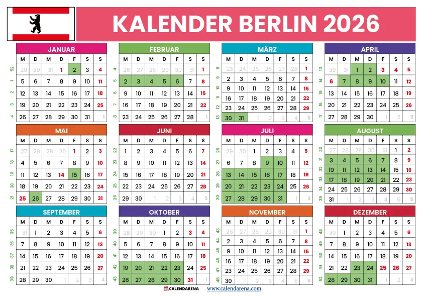 Ferien Berlin 2026: Kostenloser Kalender Download